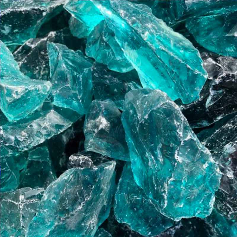 Turquoise Glass Chunks 4-12" By The Pound | Big Earth Landscape Supply